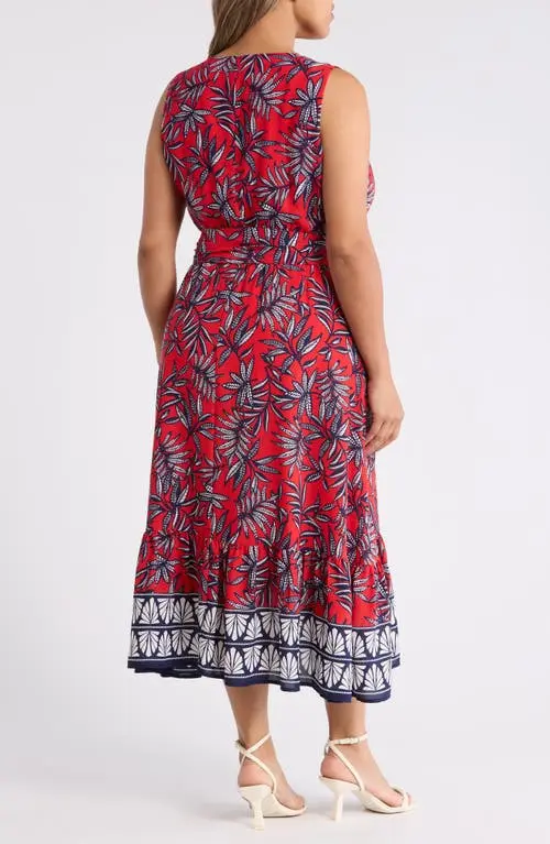 Jones New York Leaf Print Sleeveless Maxi Dress