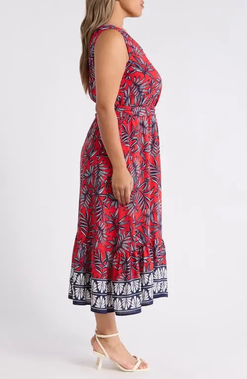 Jones New York Leaf Print Sleeveless Maxi Dress