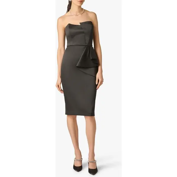 Aidan Mattox Strapless Stretch Mikado Cocktail Dress - Black