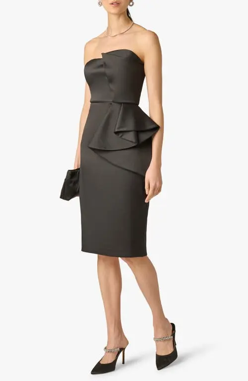 Aidan Mattox Strapless Stretch Mikado Cocktail Dress With Ruffle Detail