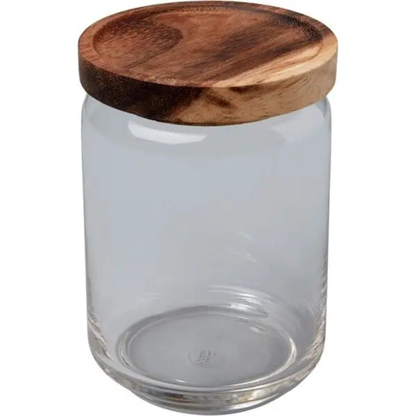 BE HOME Glass Container With Acacia Lid - Clear
