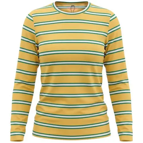 46227 Striped Flatlock Stitch Long Sleeve Tee - Yellow