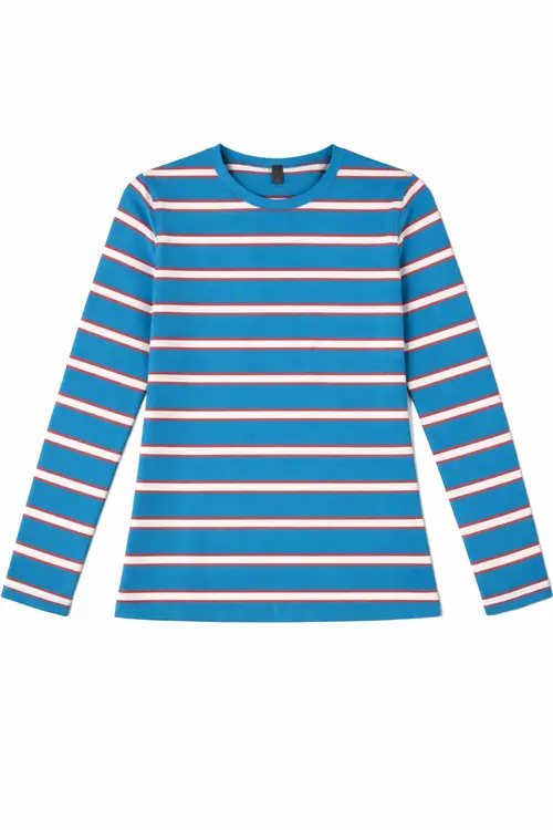 46227 Striped Crew Neck Knit Top - Yellow