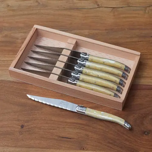 BE HOME Laguiole 6 Piece Steak Knife Set - Beige