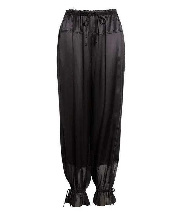 Ulla Johnson Camille Mixed Media Cinched Silk Pants - Noir