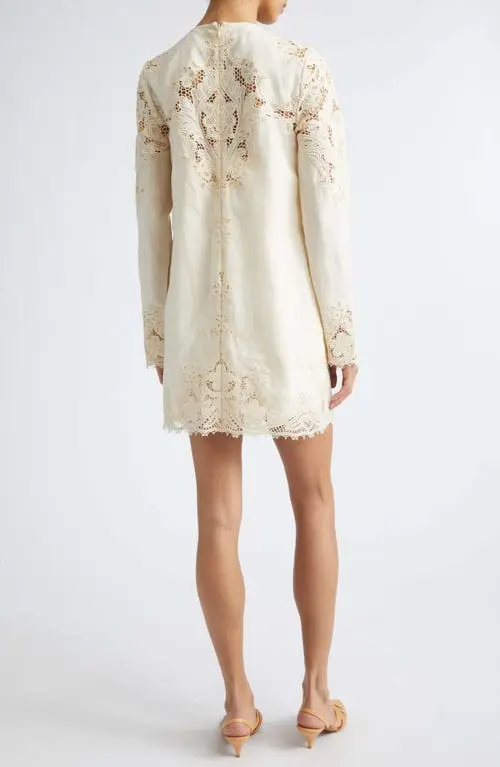 Ulla Johnson Camie Lace Long Sleeve Shift Mini Dress