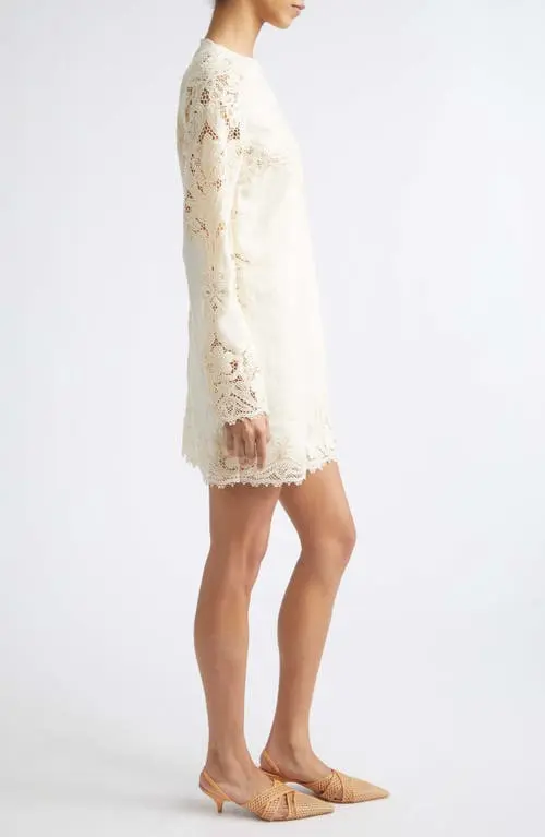 Ulla Johnson Camie Lace Long Sleeve Shift Mini Dress