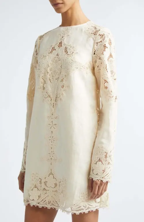 Ulla Johnson Camie Lace Long Sleeve Shift Mini Dress