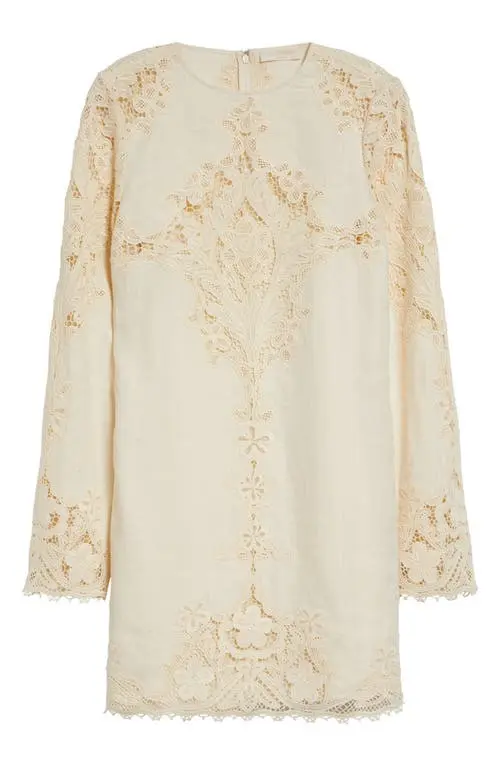 Ulla Johnson Camie Lace Long Sleeve Shift Mini Dress