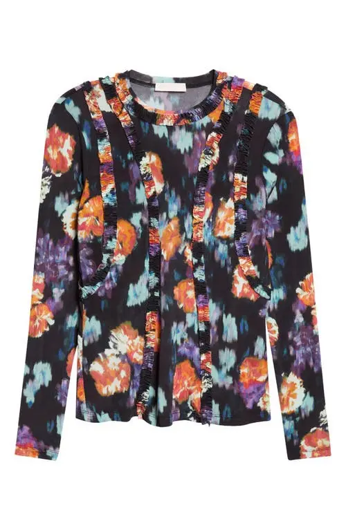 Ulla Johnson Clover Floral Frill Detail Jersey Top