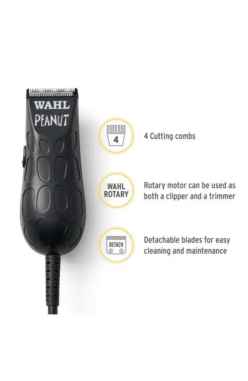 WAHL PROFESSIONAL Peanutprofessional Beard Trimmer And Hair Clipper Kitadjustable Hair Cutting Tool With 4 Guide Combs