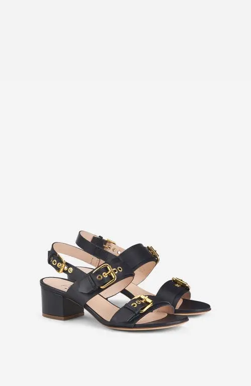Agl Lala Straps Leather Sandals With Maxi Buckles