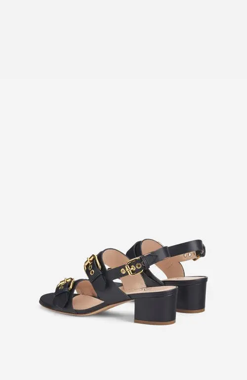 Agl Lala Straps Leather Sandals With Maxi Buckles