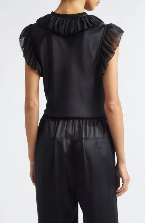 Ulla Johnson Ilyana Silk Sheer Ruffle Trim Top