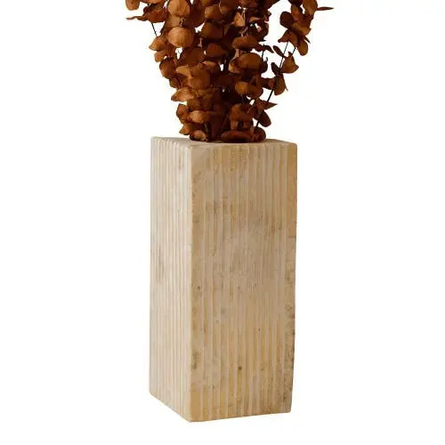 BE HOME Ataca Marble Ribbed Vase - Beige