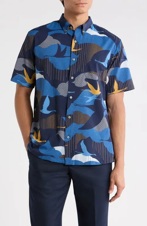 Tori Richard Take Flight Short Sleeve Button-down Shirt - Navy