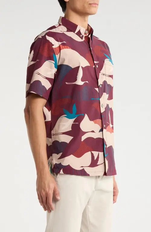 Tori Richard Take Flight Short Sleeve Button-down Shirt - Port