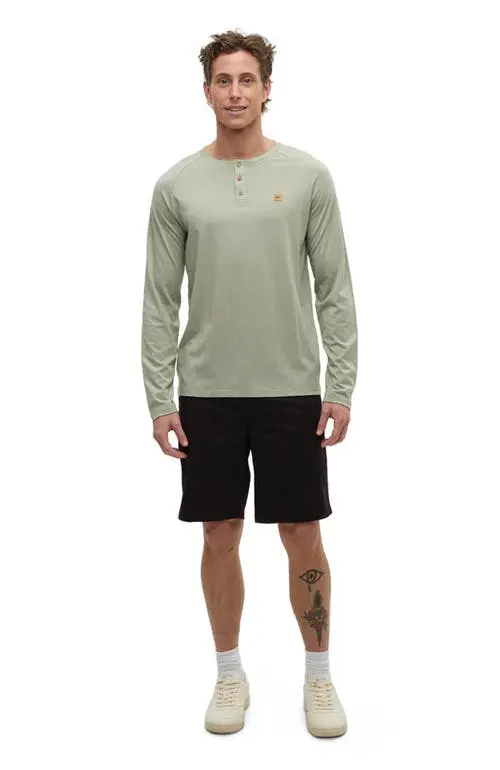 TENTREE Baker Henley Longsleeve - Light Moss Heather