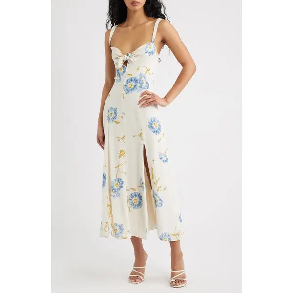 REFORMATION Aislinn Floral Tie Front Dress - Glorious