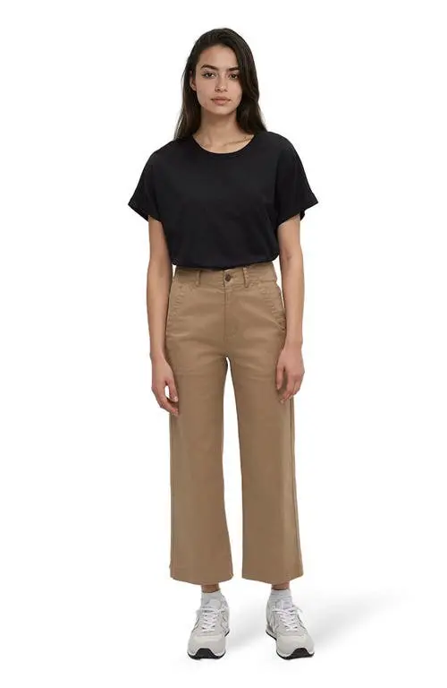 TENTREE Slocan Wide Leg Cropped Trousers - Khaki