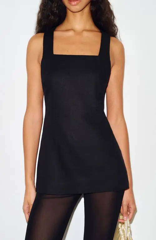REFORMATION Kalita Cross Back Linen Top - Black