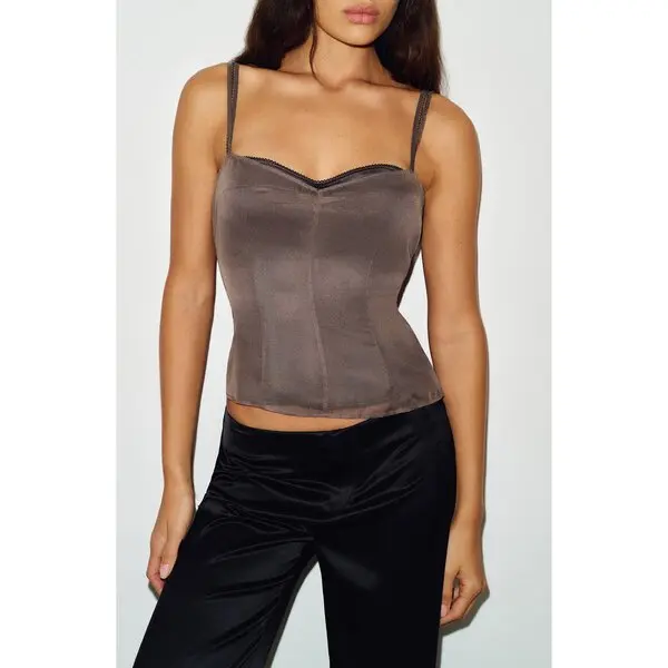 REFORMATION Fifter Top With Sweetheart Neckline - Smoke