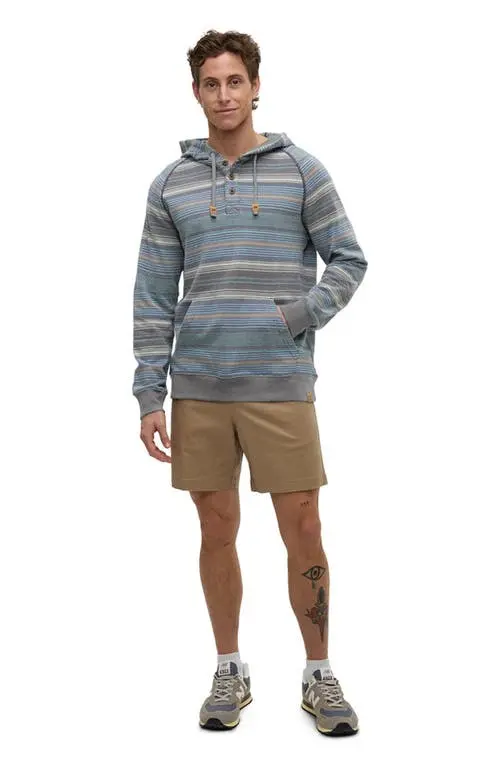 TENTREE Woodrow Henley Hoodie With Drawstring - Graphite Multi Stripe