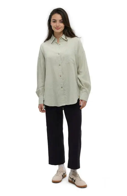 TENTREE West End Oversized Hemp And Tencel Shirt - Light Moss