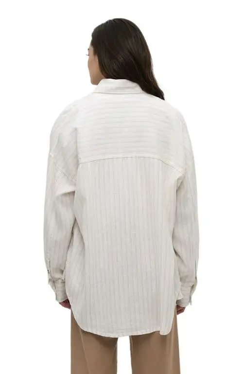 TENTREE West End Oversized Hemp And Tencel Shirt - Undyed/double Stripe
