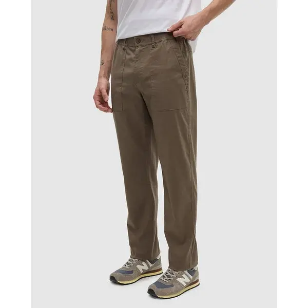 TENTREE Nelson Pant Hemp Blend Trousers With Elasticated Waistband And Zippered Pocket - Timber