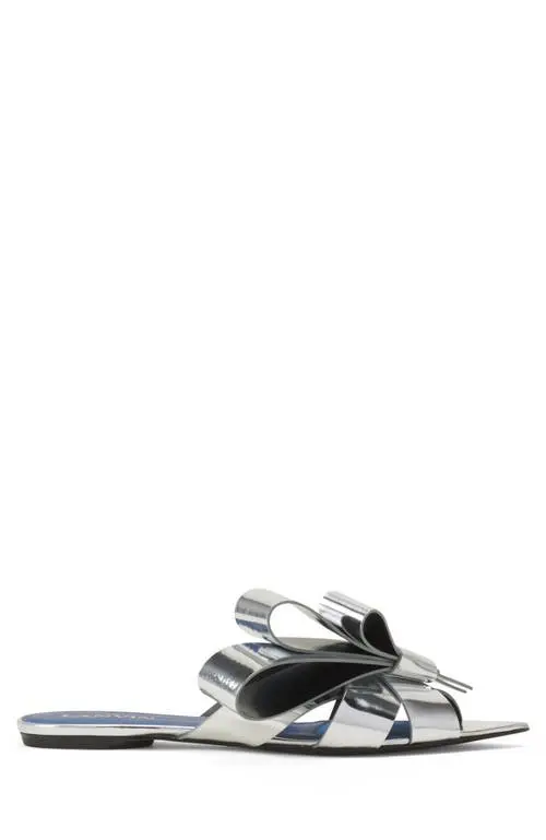 LANVIN Cadeau Mule Flats In Metallic Leather - Silver