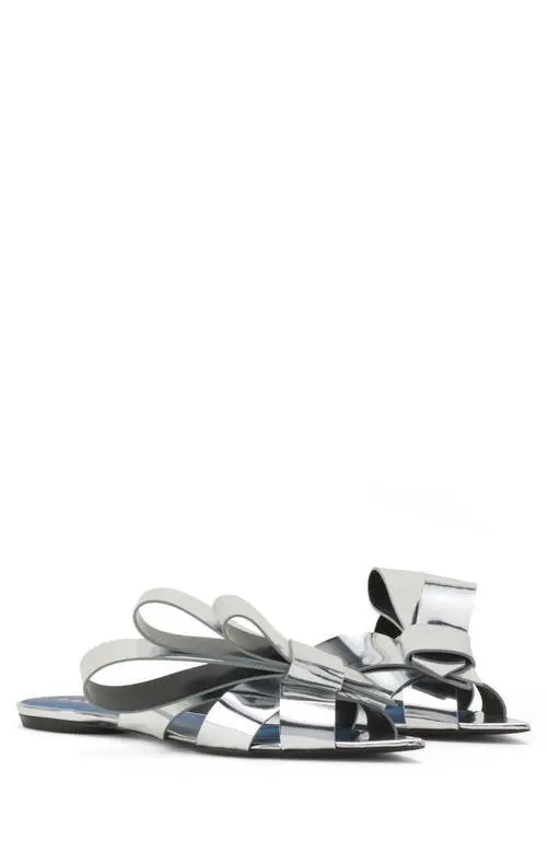 LANVIN Cadeau Mule Flats In Metallic Leather