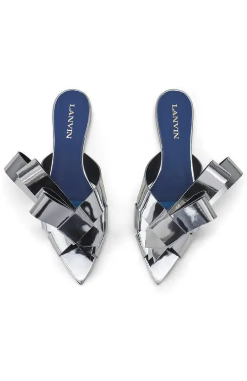 LANVIN Cadeau Mule Flats In Metallic Leather