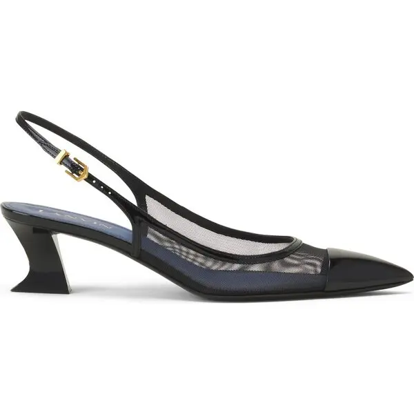 LANVIN Nocturne Slingback In Mesh And Patent Leather