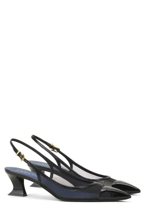 LANVIN Nocturne Slingback In Mesh And Patent Leather