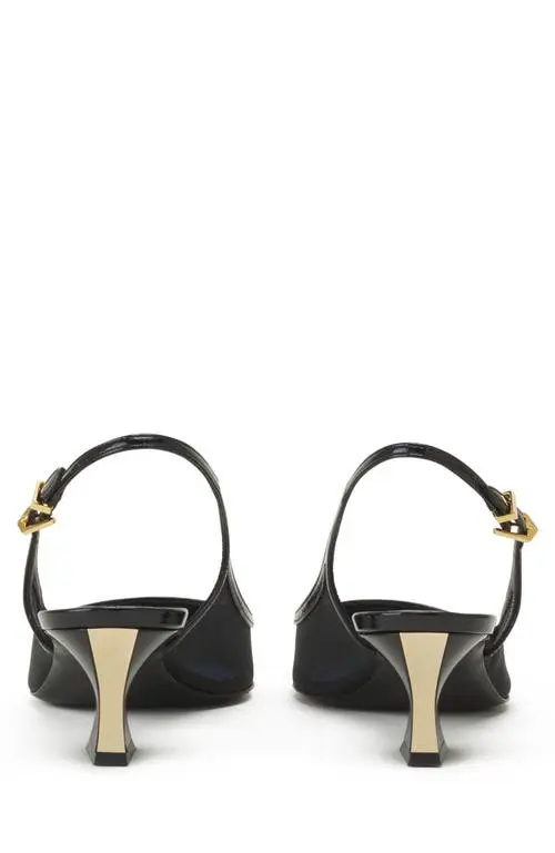 LANVIN Nocturne Slingback In Mesh And Patent Leather