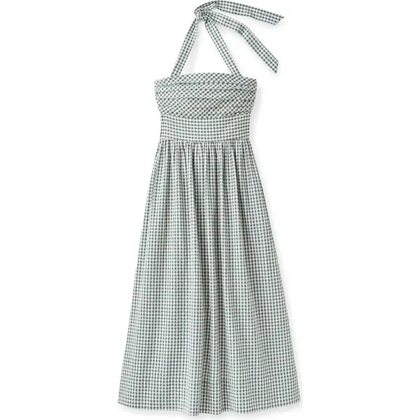 CARTOLINA Chalmers Gingham Halter Midi Dress - Moss