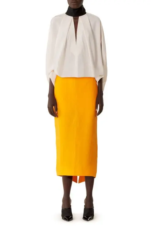 LANVIN Asymmetrical Midi Skirt In Paper And Viscose - Mandarin