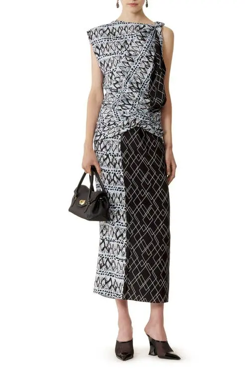 LANVIN Printed Silk Patchwork Dress