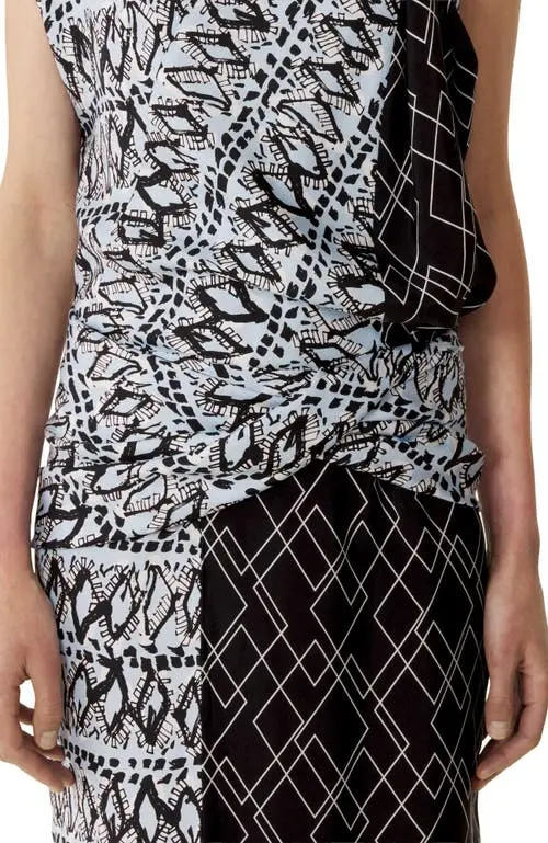LANVIN Printed Silk Patchwork Dress