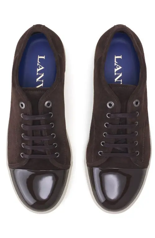 LANVIN Dbb1 Patent Leather And Suede Sneakers - Brown