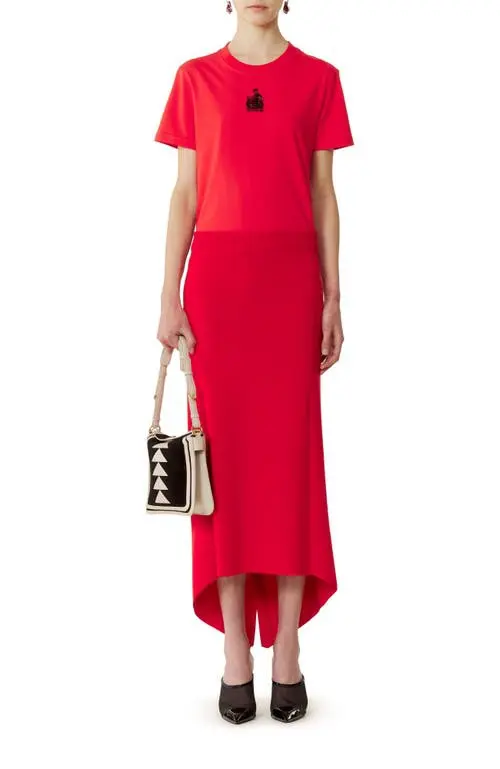 LANVIN Merino Wool Buttoned Long Skirt - Red