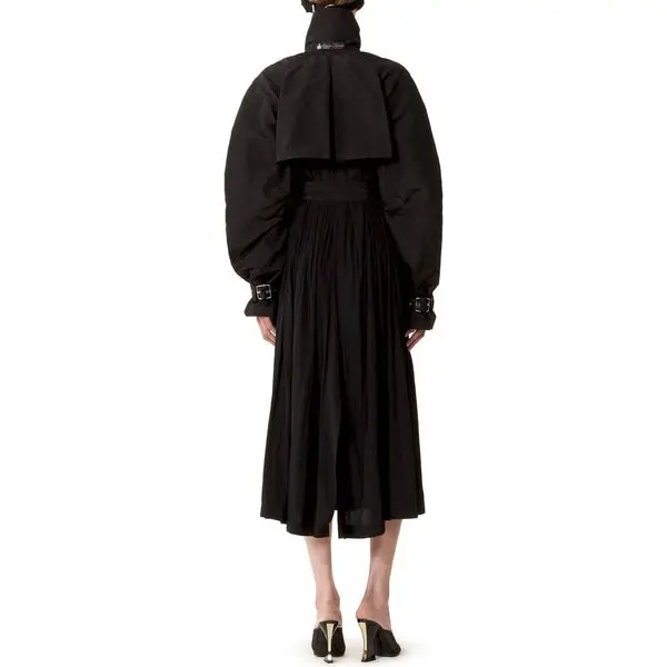 LANVIN Bi-material Trench Coat In Silk Faille And Charmeuse - Black