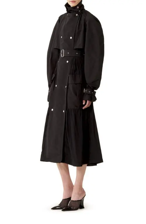 LANVIN Bi-material Trench Coat In Silk Faille And Charmeuse