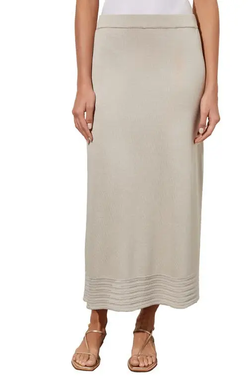 Ming Wang Striped Burnout Hem Midi Skirt - Limestone