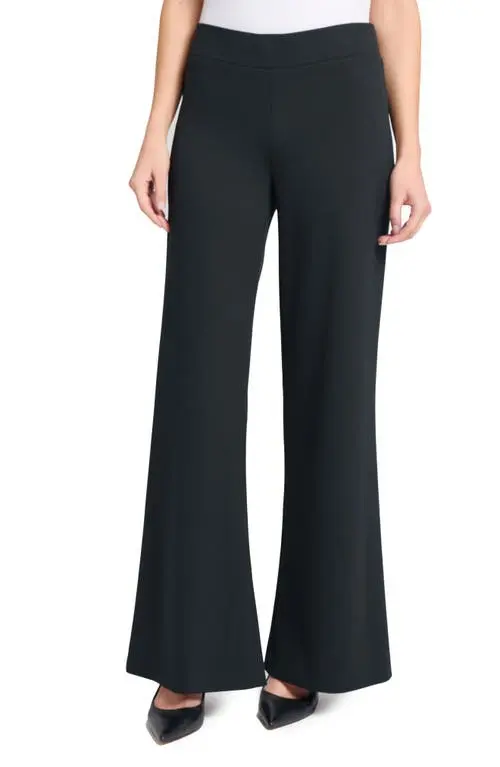 Ming Wang Stretch Deco Crepe Wide-leg Pants - Black