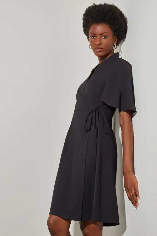 Ming Wang Wrap Dress With Butterfly Sleeves