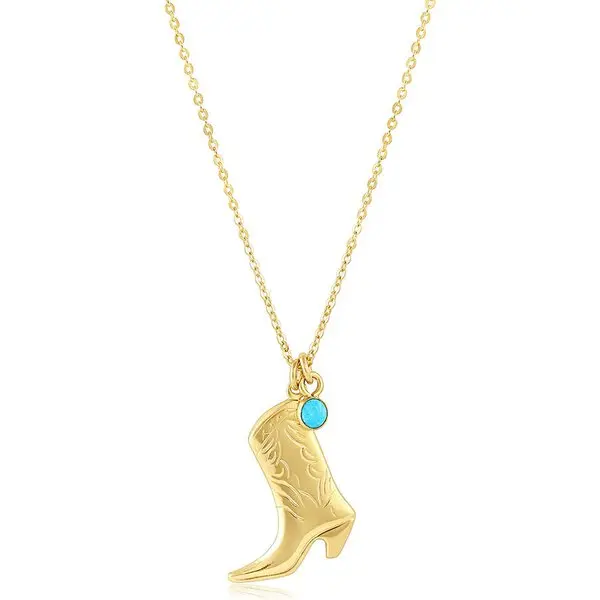 SET & STONES Ryder Necklace With Cowboy Boot Charm - Gold