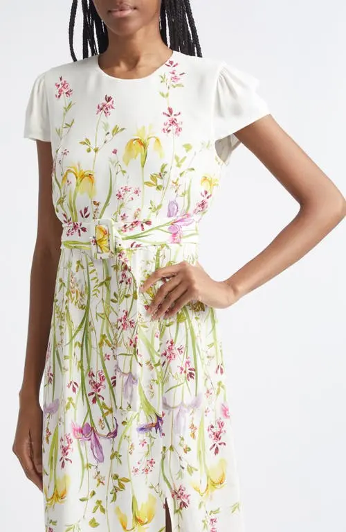 REISS Lyra Floral Print Crepe Maxi Dress
