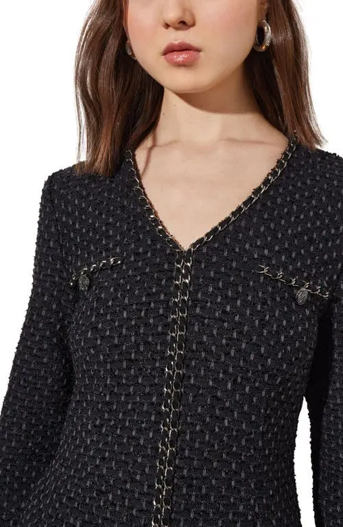 Ming Wang Chain Trim Textured Knit Sheath Dress